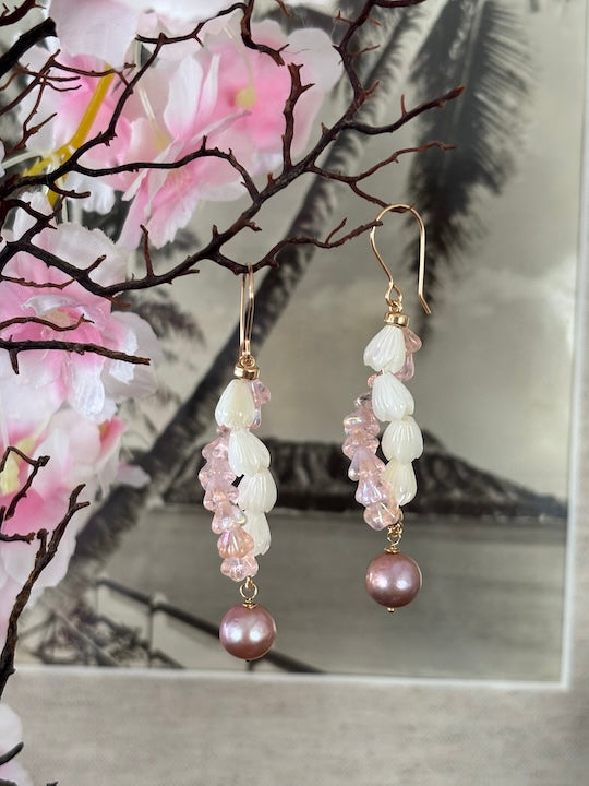Pink Edison LEI Pikake twist earrings in Gold or Silver – Le'ahi Gifts ...