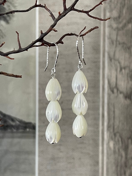 Hawaiian White Pikake Triple stack Sparkle earrings – Le'ahi Gifts Hawaii